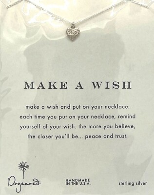 Dogeared make a wish heart sterling silver necklace charm on the chain ...
