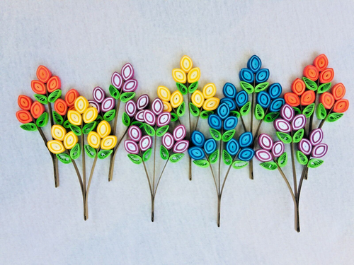 Paper Quilling Flower Bud leaves Branch for cards, wall deco 15lot | eBay