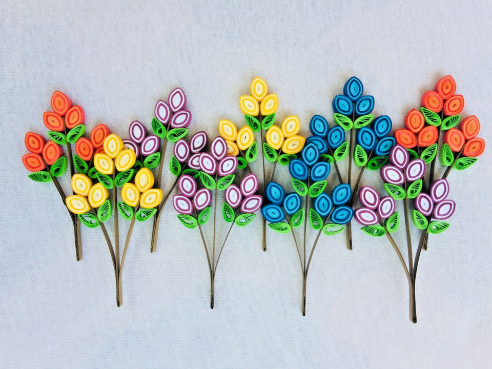 Paper Quilling Flower Bud leaves Branch for cards, wall deco 15lot | eBay