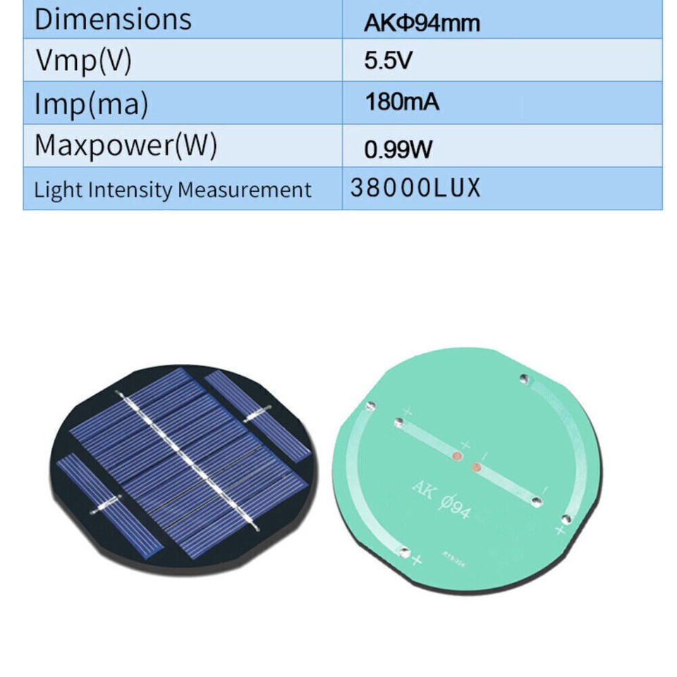 Solar Cell 0.5V 1V 1.5V 2V 2.5V 3V 4V 4.5V 5V 5.5V 6V 7V 10V Solar ...