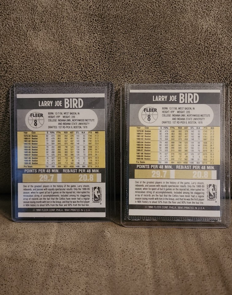 Fleer 1990 Larry Bird *Error Card X2!! Both Near Mint And Ready For ...
