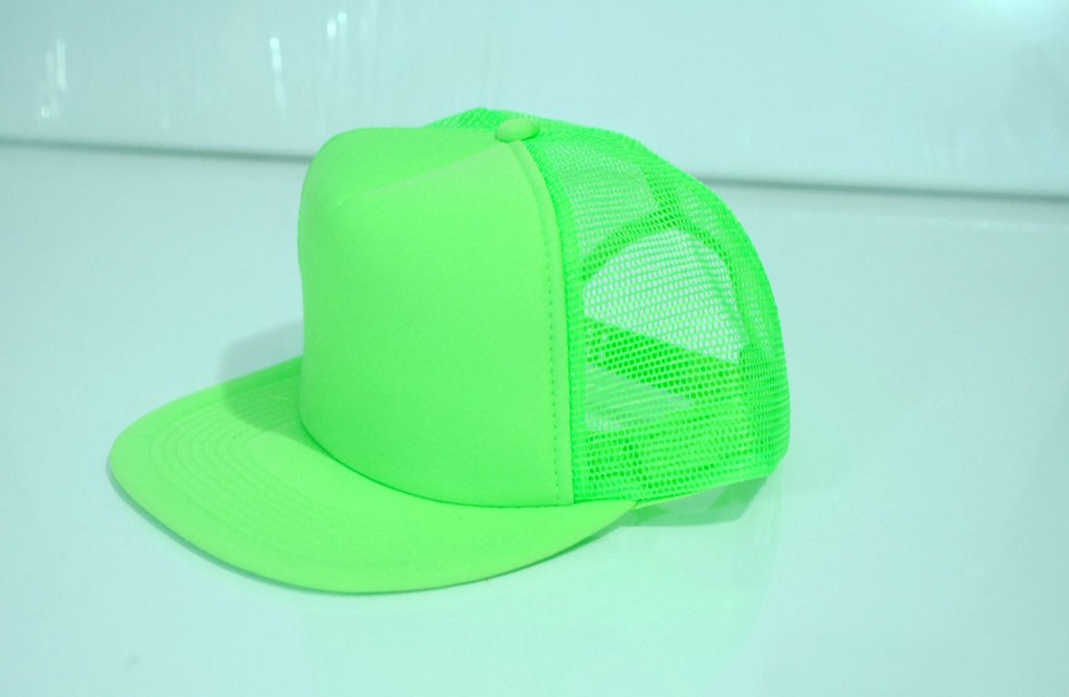 NEON TRUCKER MESH HAT CAP SNAP BACK BASEBALL PLAIN ORANGE GREEN PINK ...