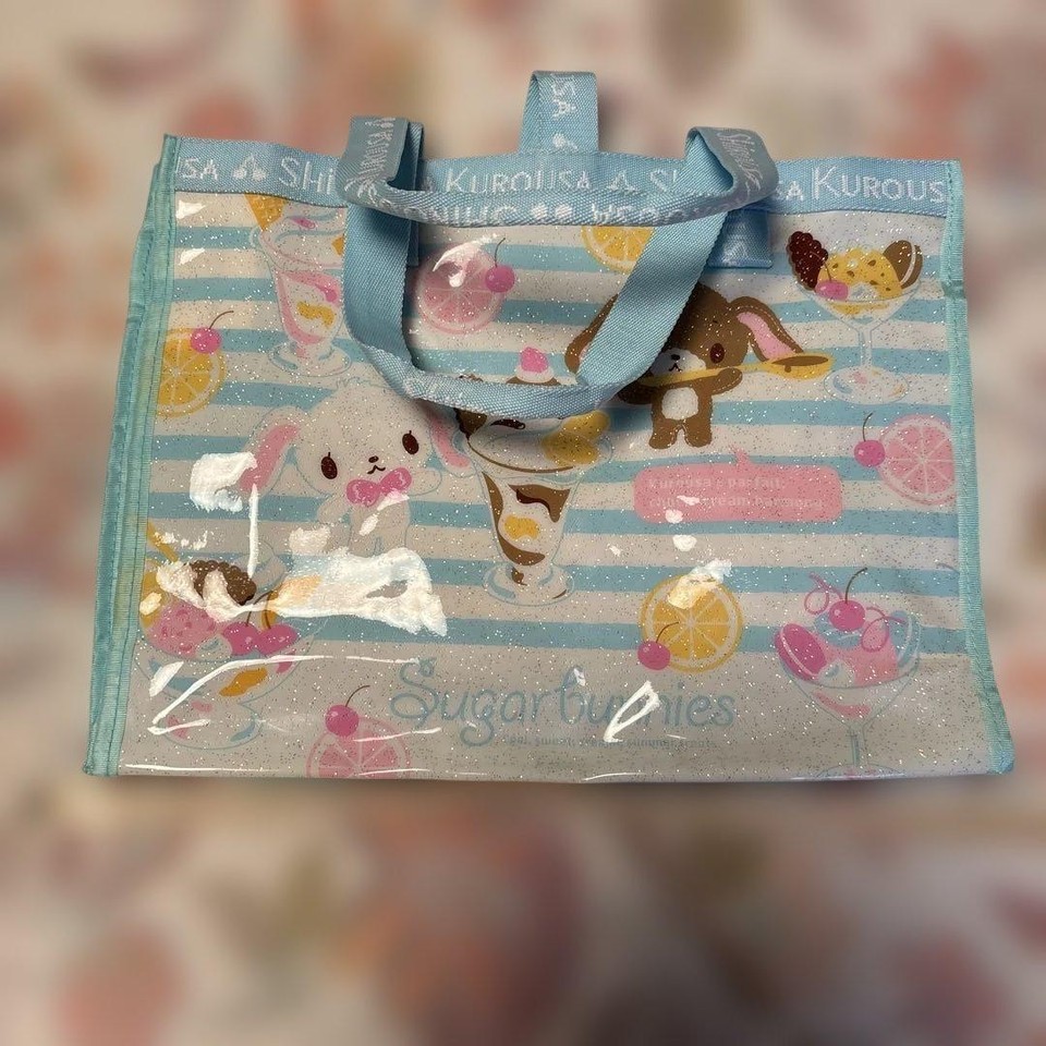Sugar Bunnies NEW Pool Tote Bag Pink Blue Character PVC Large Sanrio ...