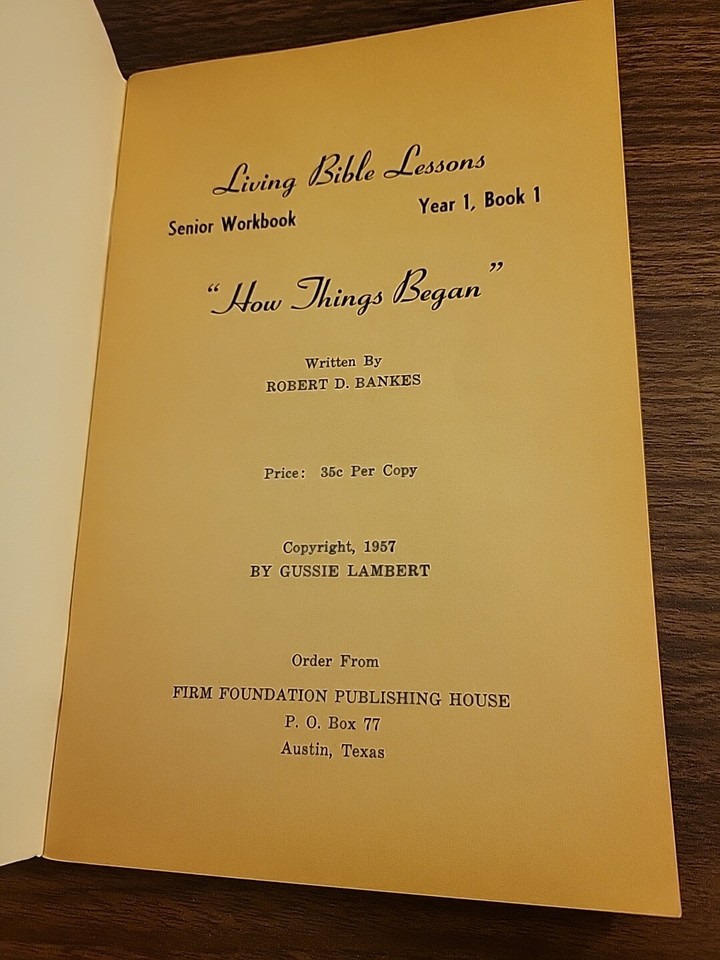 Living Bible Lessons by Robert D Bankes How Things Began Year 1 Book 1 ...
