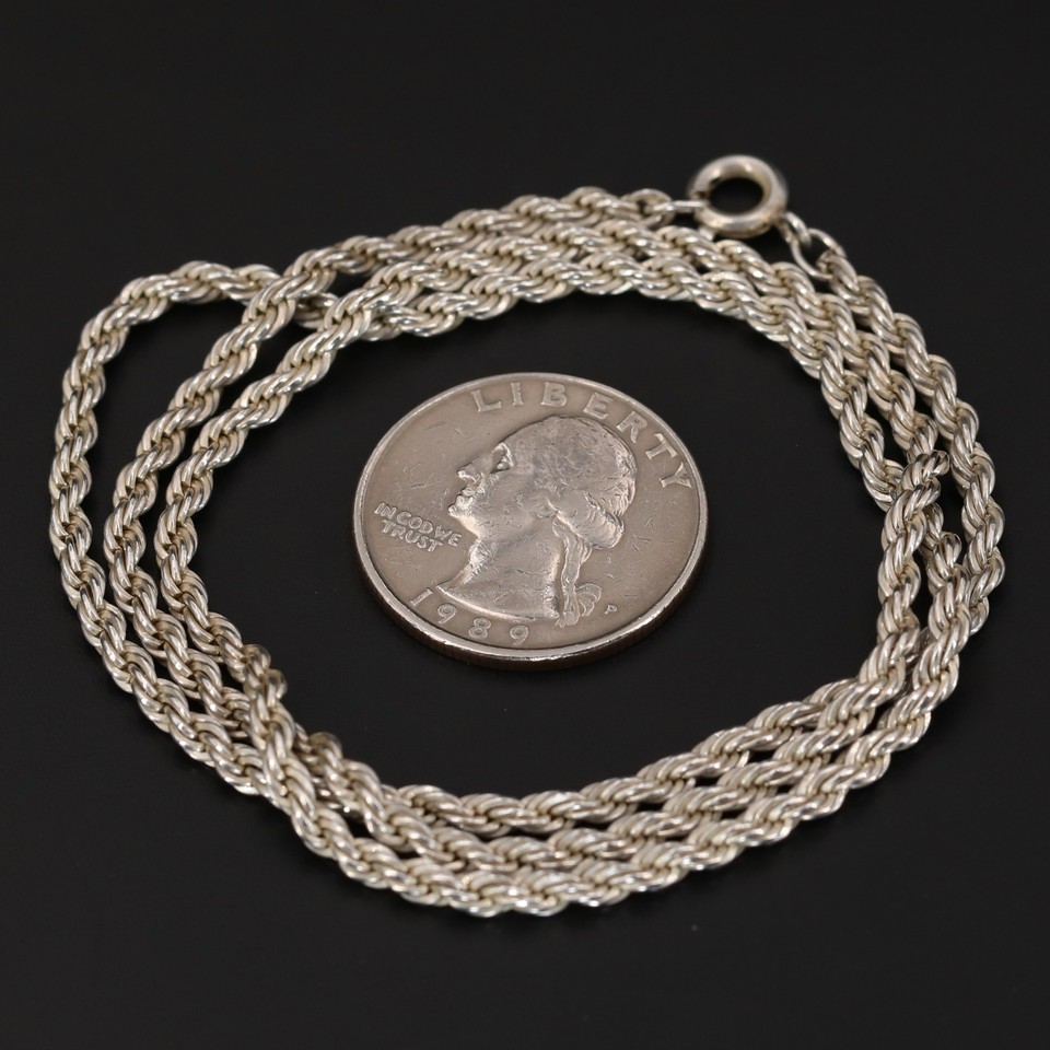 Sterling Silver - 3mm Rope Chain 20.5" Necklace - 15.5g | eBay