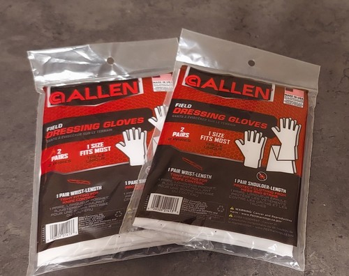 2 Packs Allen Field Dressing Gloves 1 Pair Wrist & 1 Shoulder Length ...