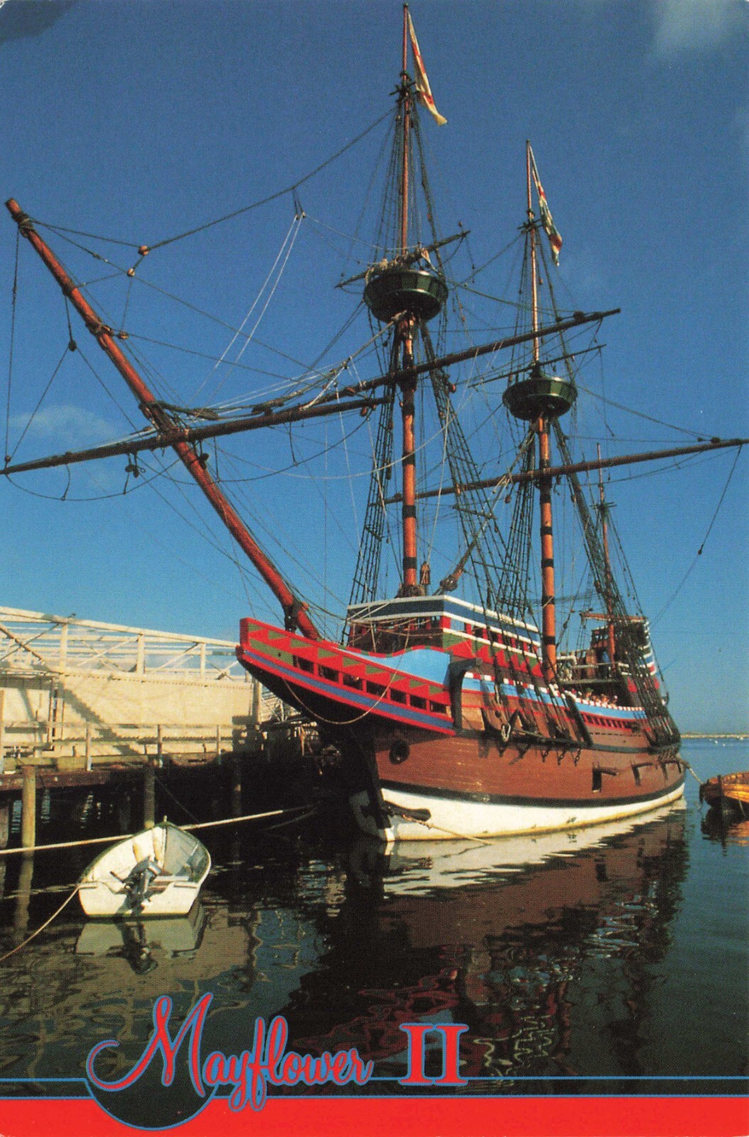 Postcard MA Plymouth Mayflower II Ship Pilgrims Boats New Colony Port ...