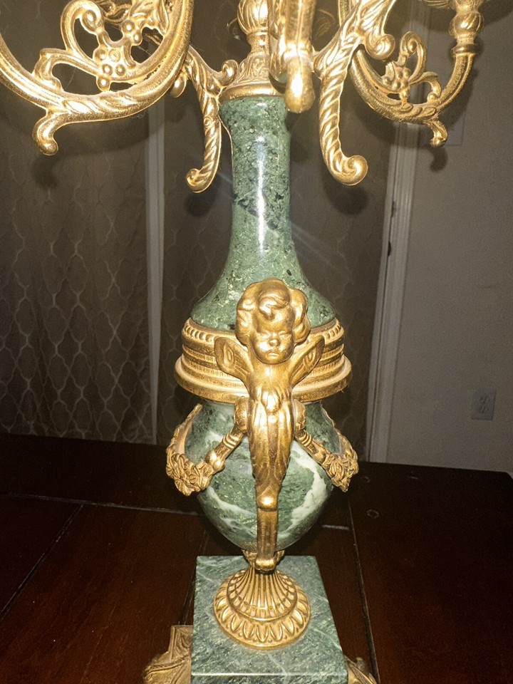 Early 20th Century Lancini Brass & Marble Imperial Candelabra, Made in ...