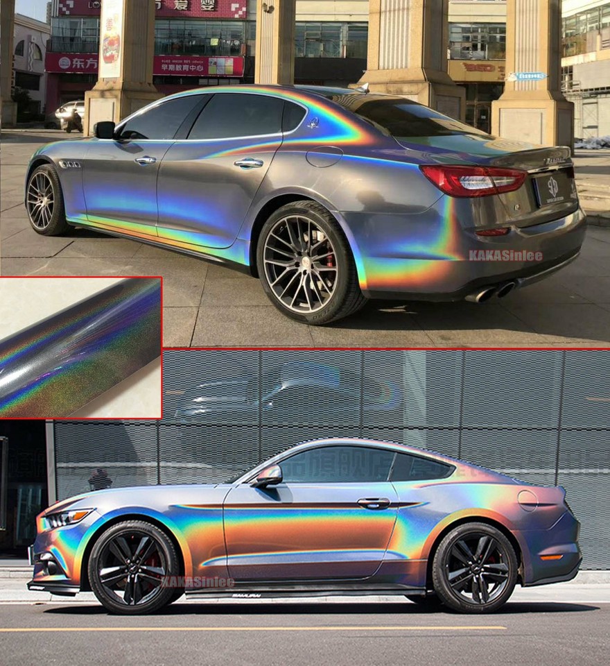 Glossy Rainbow Iridescence Chrome Holographic Laser Vinyl Wrap Car ...