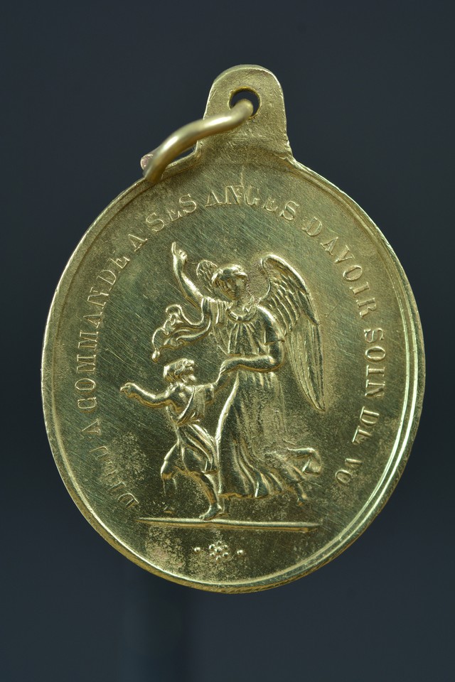 Fine Antique French Bronze Pendant Religious Medal St Joseph & Guardian ...