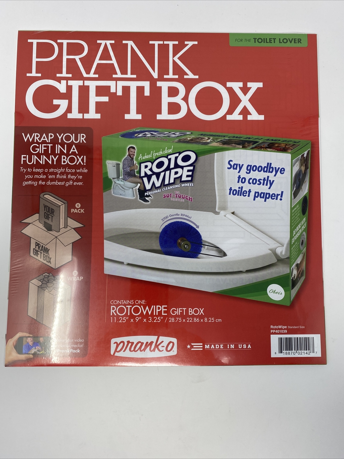 ROTO WIPE Prank Fake Gag Funny PARODY Joke Gift Box toilet paper ...