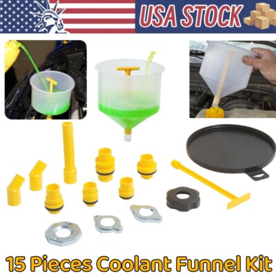 Radiator Coolant Filling Funnel Kit Spill Proof Cooling Fluid Bleeder ...