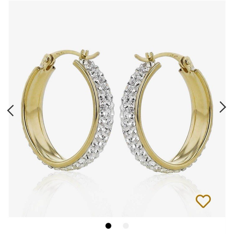 9ct Gold & Silver Bonded Hand Set Crystal Band Hoop Earrings Warren ...