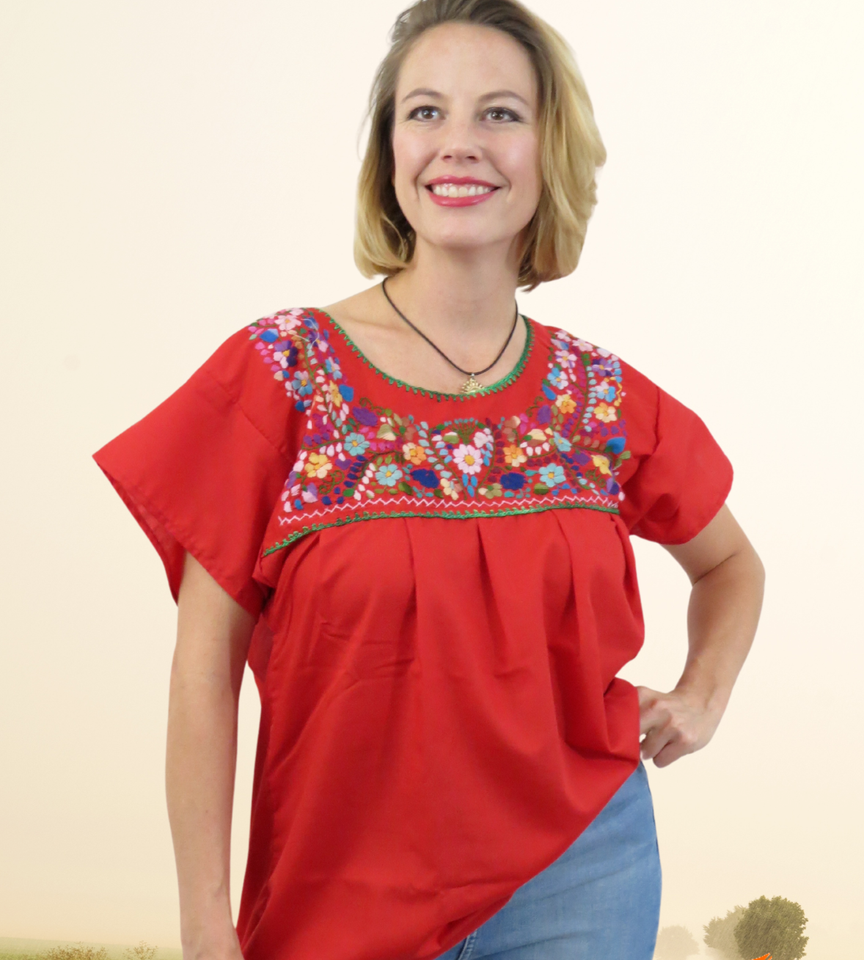 Mexican Blouse Puebla Hand Embroidered Assorted Sizes and Colors S to ...
