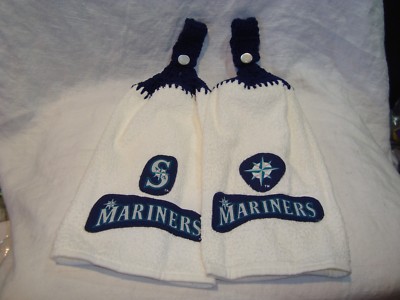 Seattle Mariners Baseball Set/2 Crochet Handmade Kitchen Hand Fridge ...