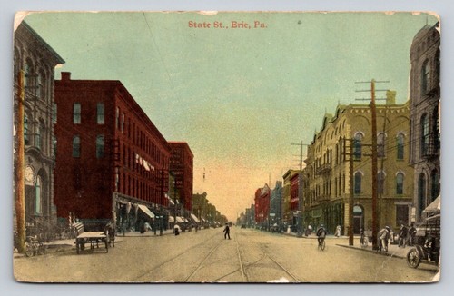 c1910 Winsch Back People Cars State Street Downtown Erie Pennsylvania ...