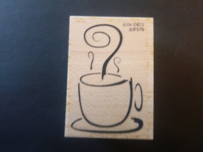 Cup of Coffee / Tea - Rubber Stamp - Wood Mounted | eBay