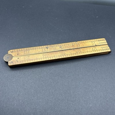 Vintage Antique Stanley NO. 68 Folding Ruler Boxwood And Brass 24" Rule ...