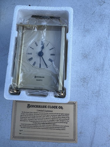 Vtg Germany Benchmark Quartz Brass Mantel Desk Clock Carriage Tested ...