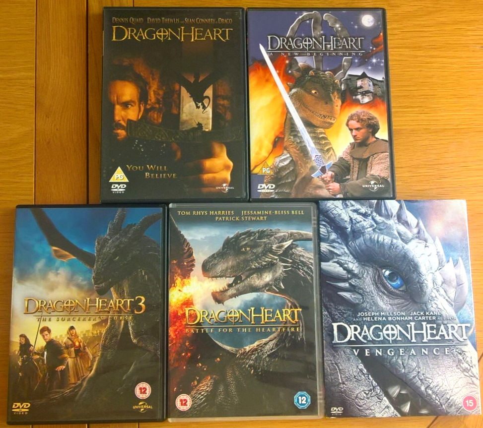 Dragonheart Complete 5 DVD Movie Collection New Beginning Heartfire ...