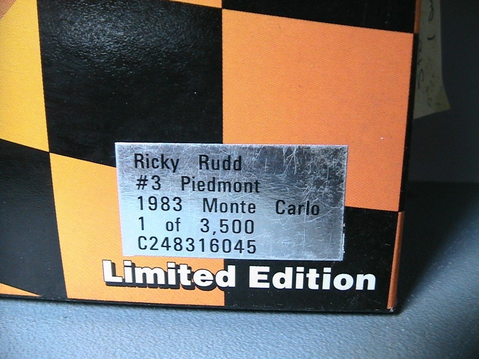 RCCA #3 Ricky Rudd 1983 Piedmont Airlines Monte Carlo NASCAR 1/24 ...