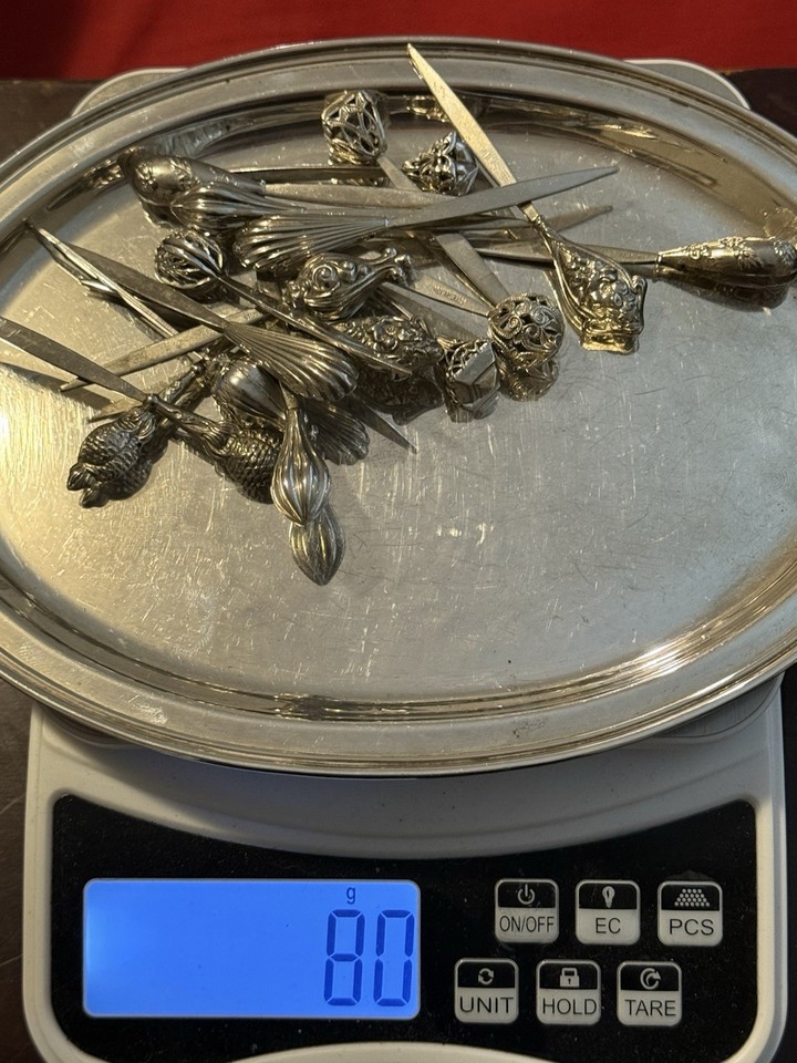 Set of 17 Sterling Silver Cocktail Picks Forks Various Patterns 80Grams ...