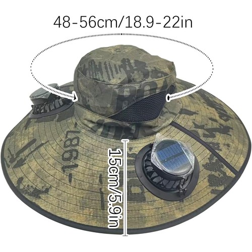 Solar & USB Powered Fan Outdoor Fishing Hat, Sunscreen Sun Hat with ...