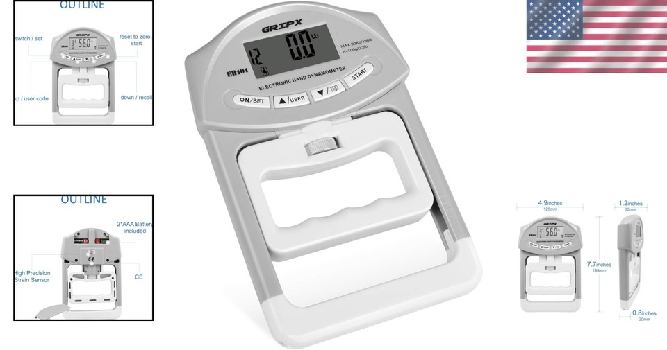 Portable Digital Grip Power Meter with Adjustable Handle - Capture up ...