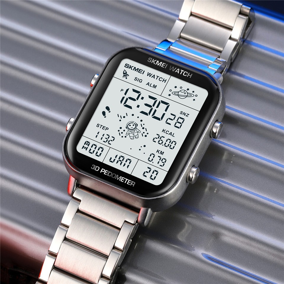 SKMEI Sport Watch Men Astronaut Dial Digital Wristwatch Male Steel LED ...