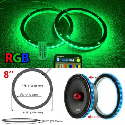 2pcs 8'' RGB Multi-color LED Speaker Ring Lights For Car Truck ...