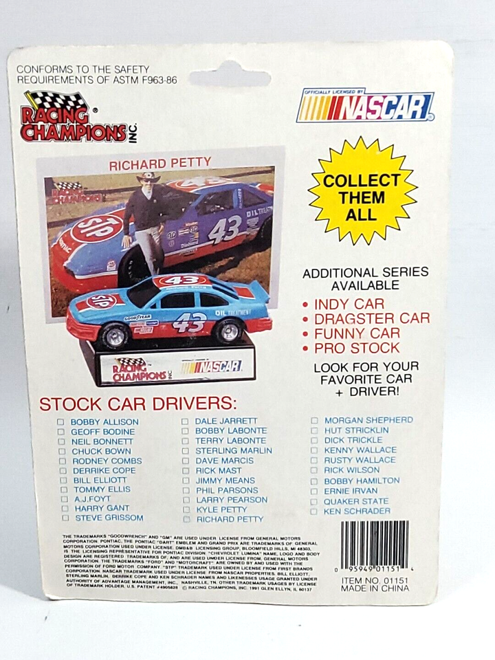 VINTAGE NASCAR DIE CAST – BILL ELLIOT – 1/64 SCALE – COLLECTOR’S CARD ...