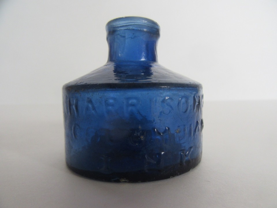 RARE Antique 1850's Harrison's Columbian Ink Cobalt Inkwell Bottle ...
