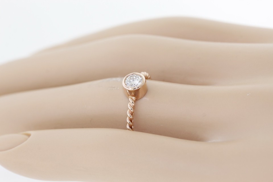 NEW Custom-made 14k Rose Gold .34ct Round Diamond Bezel set Solitaire ...