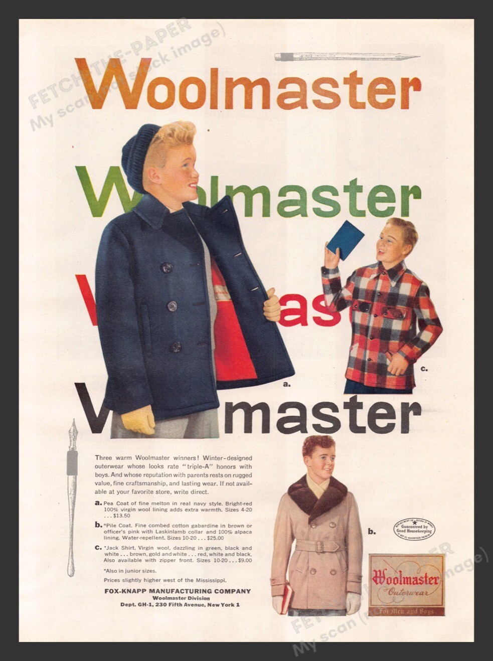 Woolmaster Outerwear Boys' Jackets 1940s Print Advertisement Ad 1948 | eBay