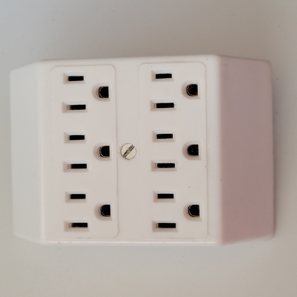 Lot Of 2 COOPER 1146W 15A 125V Six Outlet Tap - Duplex Receptacle Wall ...