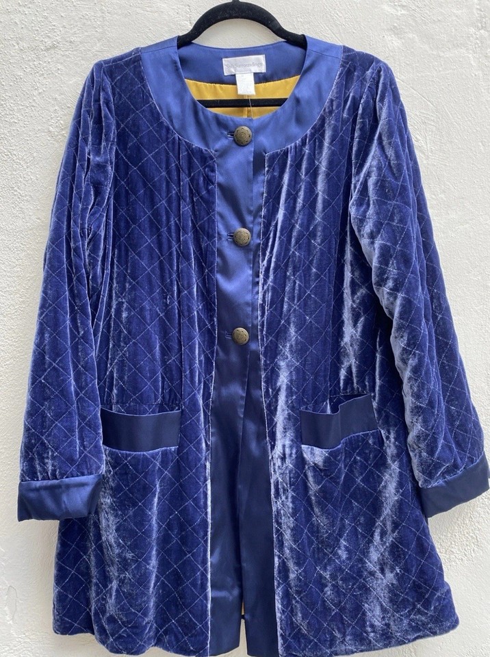 Soft Surroundings Womens Sm Silk Rayon Blue Velvet Jacket Quilted M | eBay