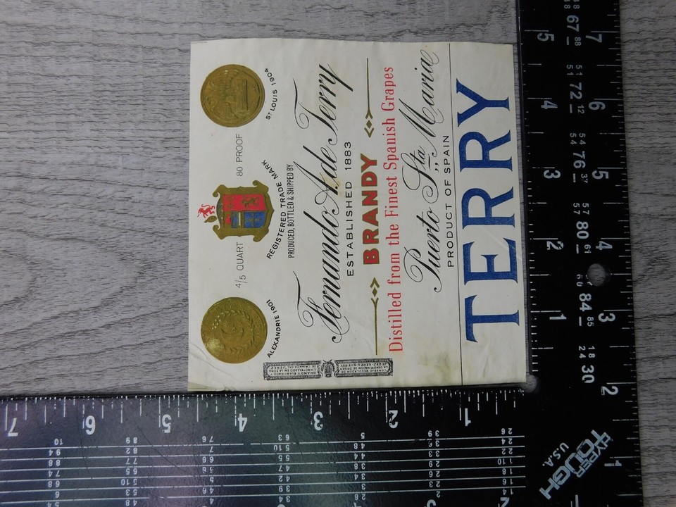 Fernando Ade Terry Brandy Puerto Sta Maria Terry Vintage Spain Label ...