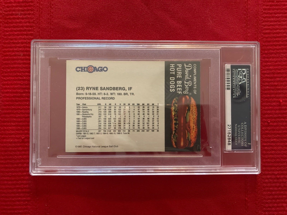 1987 Chicago Cubs David Berg Ryne Sandberg baseball card / PSA 9 / HOF ...