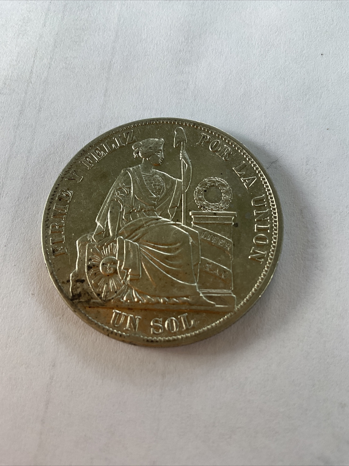 1885 PERU South America Antique Original UNC Silver Peruvian SOL Coin ...