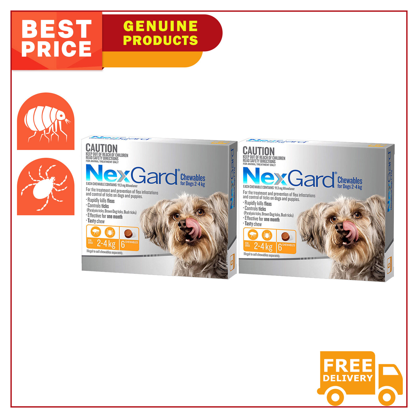 NexGard 12 Chews for Dogs Monthly Chewable Flea and Tick Treatment ...