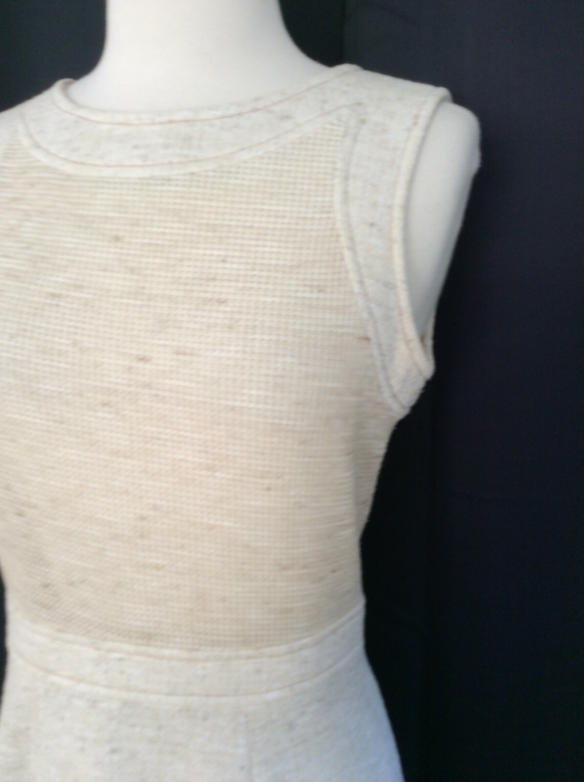 1970's VINTAGE Mesh Bodice Fit & Flare Dress Speckled… - Gem