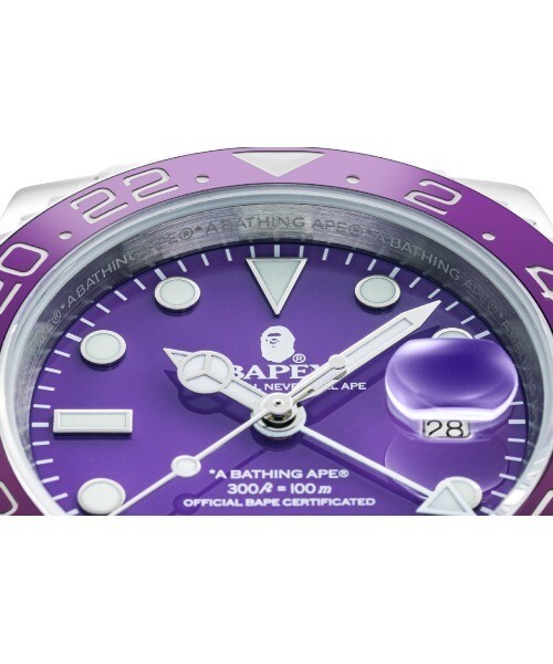 A BATHING APE TYPE 2 BAPEX Men's watch Analog in Box Purple Bland New ...