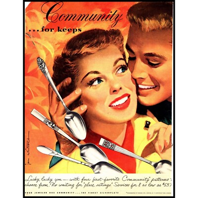 1951 Oneida Community Silver Spoon Spoons Vintage Print Ad Wedding Gift ...