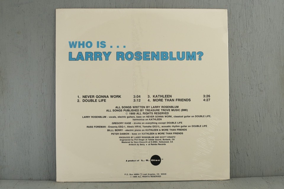 LARRY ROSENBLUM Never Gonna Work 1989 Rock EP Sealed VINYL Record NEW ...