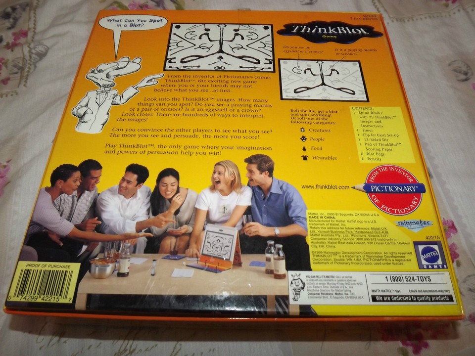 THINKBLOT BOARD GAME BY MATTEL FROM THE INVENTOR OF PICTIONARY FAMILY ...