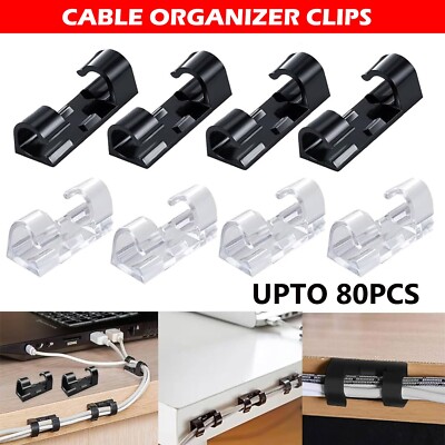 Self-Adhesive Wire Cable Organizer Clip Management Holder Wall Clamp ...