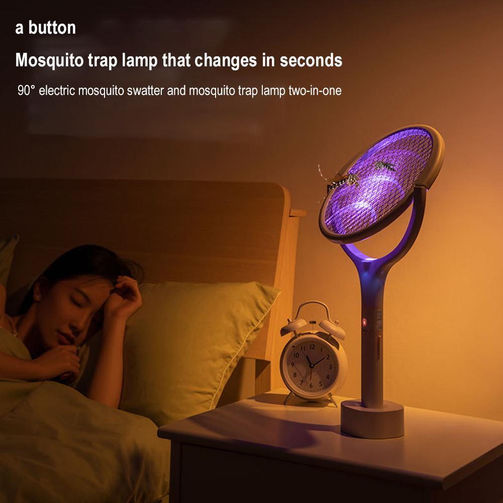 Rotating Head Rechargeable Fly Swatter Electric Fly Swatter Racket Bug ...