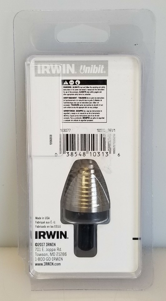 Irwin 10313 #13 Unibit Step Drill Bit, 1-1/8" 28.5mm, Speed Point HSS ...