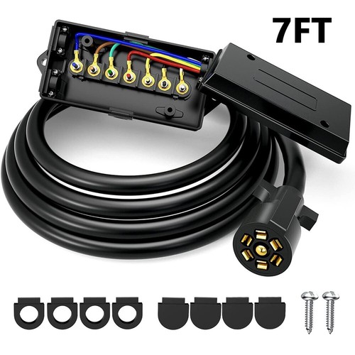 7 Way Trailer Cord Plug 7 Pin Trailer Wiring Harness Kit Waterproof ...