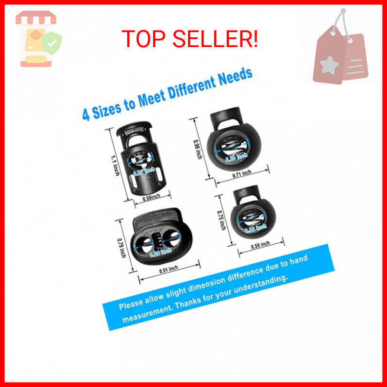 48pcs Upgraded Plastic Cord Lock, Cord Locks - Draw String Clip with ...